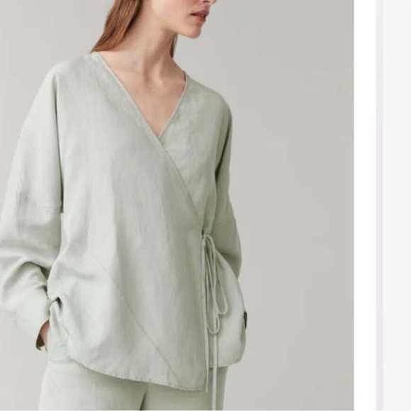 COS | Tops | Cos Linen Blend Kimono Wrap Blouse Top Mint 4 | Poshmark
